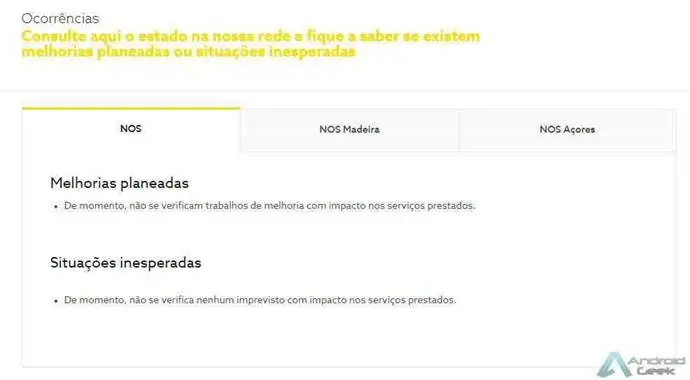 Operadora NOS com serviços em baixo, não é do seu telefone! | AndroidGeek